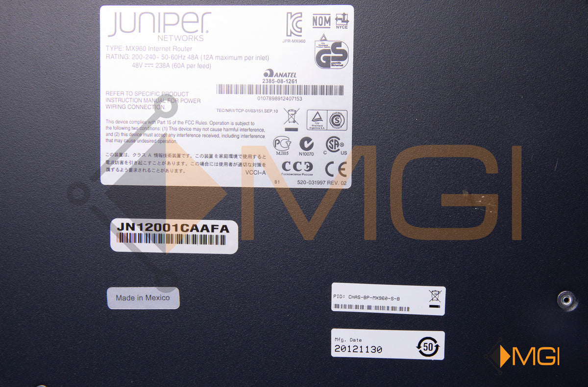 CHAS-BP-MX960-S-B JUNIPER MX960 CHASSIS - MGI – MGI